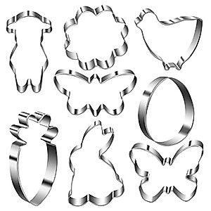 Easter Cookie Cutter Set - Bunny, Egg, Butterfly, Flower, Chick, Carrot, Dog - 8PCS Easter Cookie Cutters - Mini Easter Cookie Cutters for Spring Holiday Baking - Small Easter Cookie Cutters for Party