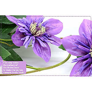 Decor Tall Long Stems for Tall Vase Clematis Artificial Plants Flower Arrangements Christmas Floral Picks Faux Plant Outdoor Floral Arrangement Decoration Holiday Wedding (Purple Clematis)4Packs