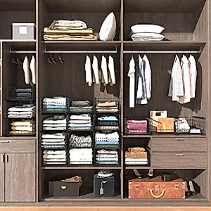 3-tier Sliding Closet Organizers and Drawer Storage Shelves, Stackable Storage Bins for Jean Pants Sweaters, Metal Drawer Shelf Clothes Storage Container, Wardrobe Cupboard Organizer for Folded Clothe