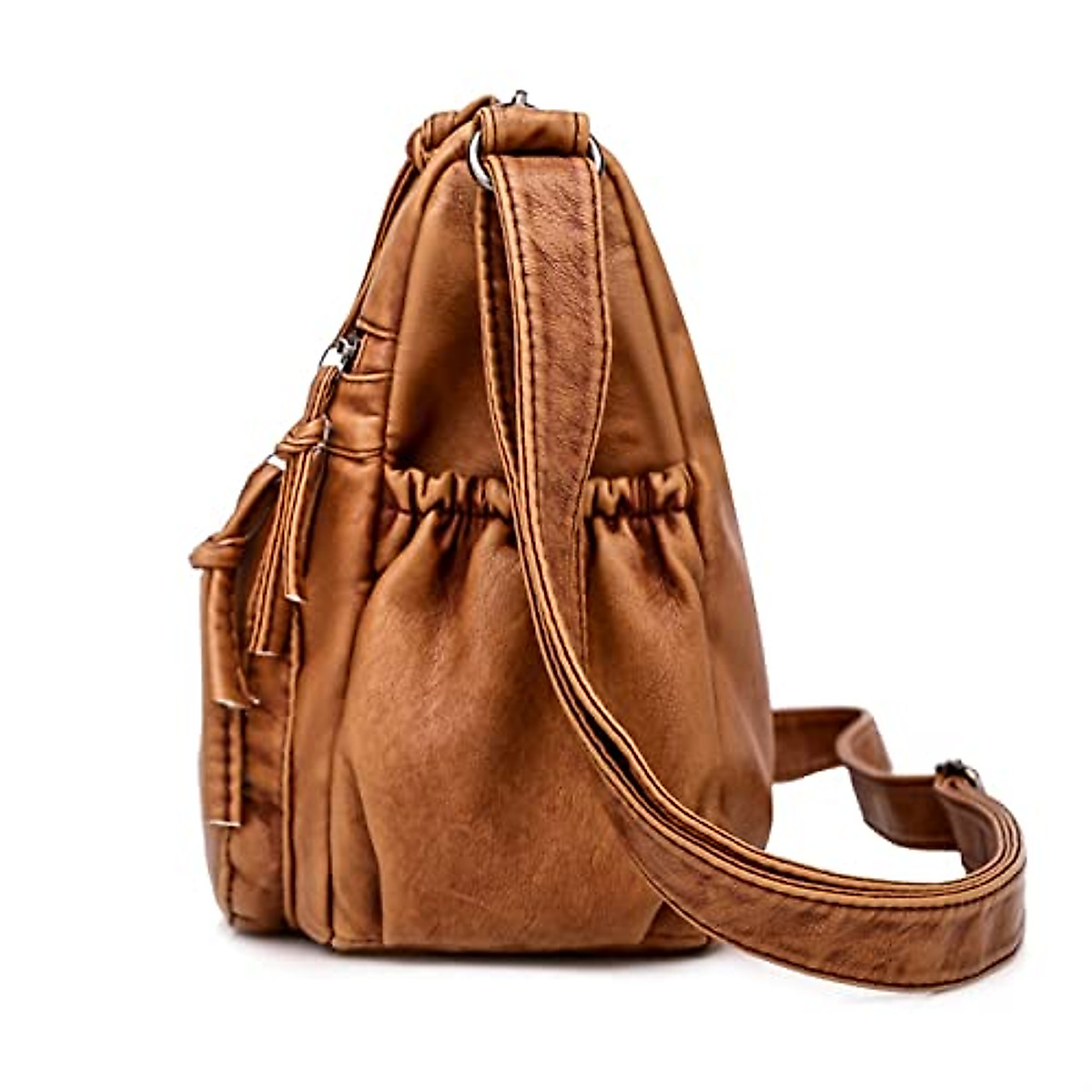 XCYY Women Shoulder Bag Pu Leather Crossbody Bag Soft Women Purse Multi-Pockets Flap Bag Women Handbag (Color : Brown, Size : 26 * 10 * 20cm)