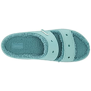 Crocs Unisex Classic Cozzzy Sandals, Fuzzy Slippers and Slides, Pure Water, 6 US Men