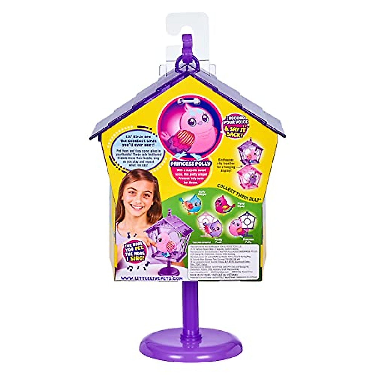 Little Live Pets - Lil' Bird & Bird House: Princess Polly | Linkable | New Moving Bird Heads with 20 + Sounds, and Reacts to Touch