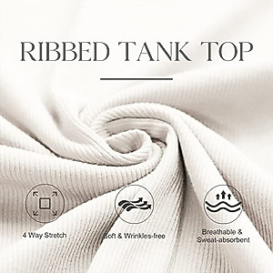 Relety Women's Crop Tops Seamless Ribbed Tank Tops Cut Out Halter Neck Racerback Sleeveless Yoga Workout Summer Tops for Women Black XS/S