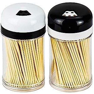 DecorRack 400 Toothpicks 100% Natural Bamboo picks with 2 Reusable Toothpick Holders, BBQ, Holding Small Appetizers, Cocktails, and Crafts, Teeth Cleaning
