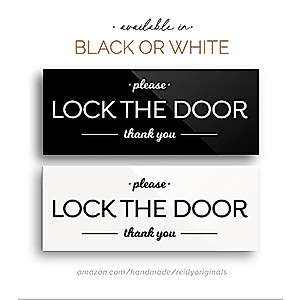 Reilly Originals 2x5 Inch Please Lock Door Sign ~ Ready to Stick ~ Premium, Durable