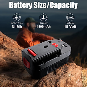 【Upgraded to 4800mAh】 2Pack HPB18 Replacement Battery Compatible with Black and Decker 18V Battery HPB18-OPE FSB18 Tools 244760-00 A1718 FS18FL FSB18 Firestorm Cordless Power Tools