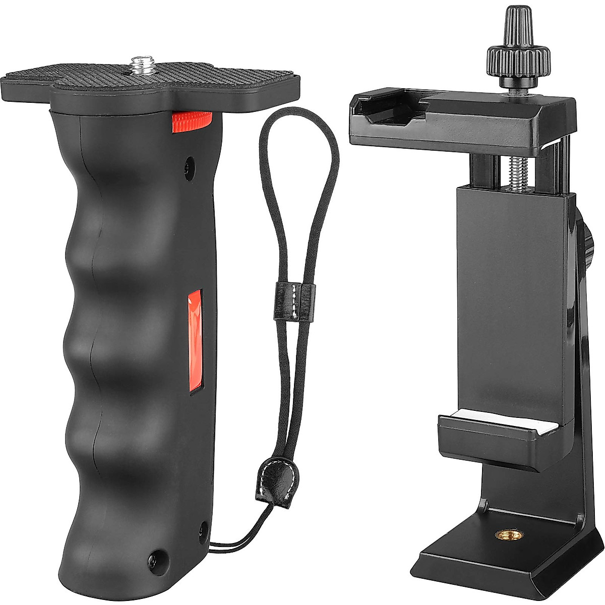 Phone Vlogging Holder,Cell Phone Camera Handle Grip Stabilizer,Ergonomic Phone Video Stabilizer,Handheld Selfie Stick Smartphone Holder with Cold Shoe Mount for Mic/Flash Light,with Wrist Strap