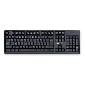 Verbatim Slimline Wireless Keyboard 2.4GHz USB Plug-and-Play Numeric Keypad Adjustable Tilt Legs Wireless Full-Size Computer Keyboard Compatible with PC, Laptop -Frustration Free Packaging Black 70738