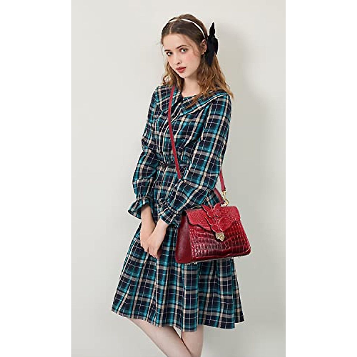 PIJUSHI Designer Handbags for Women Crocodile Leather Crossbody Satchel Bag with Butterfly(66297 Red)