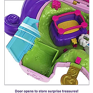 Polly Pocket 2-in-1 Travel Toy Playset, Unicorn Toy with 2 Dolls & 25 Surprise Accessories, Unicorn Party Large Compact