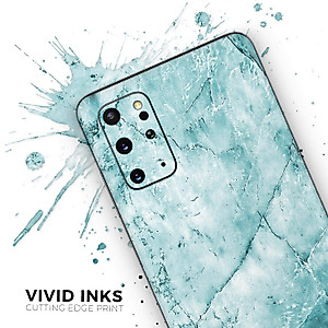 DesignSkinz Cracked Turquise Marble Surface 2 Protective Vinyl Decal Wrap Skin Cover Compatible with The Samsung Galaxy S20 (Screen Trim & Back Glass Skin)