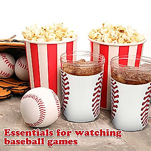 12 Packs Baseball Can Sleeves Neoprene Beer Bottle Cup Insulator Baseball Birthday Party Supplies Reusable Baseball Lovers Gifts for Hot and Cold Drinks Soda Game Party (5.1 x 4 Inch)