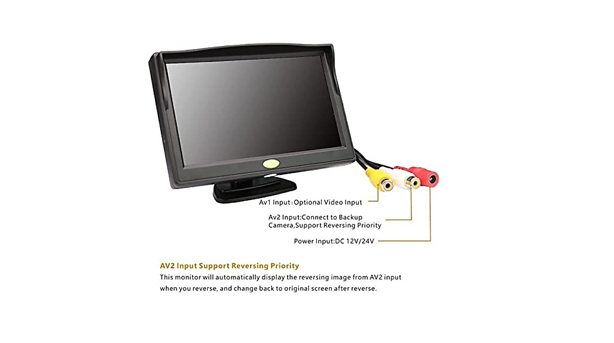 5 Inch TFT LCD Monitor for Rear View Backup Camera - Wide Compatibility