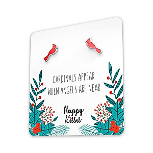 Red Cardinal Earrings with “Cardinals Appear When Angels Are Near” Gift Card
