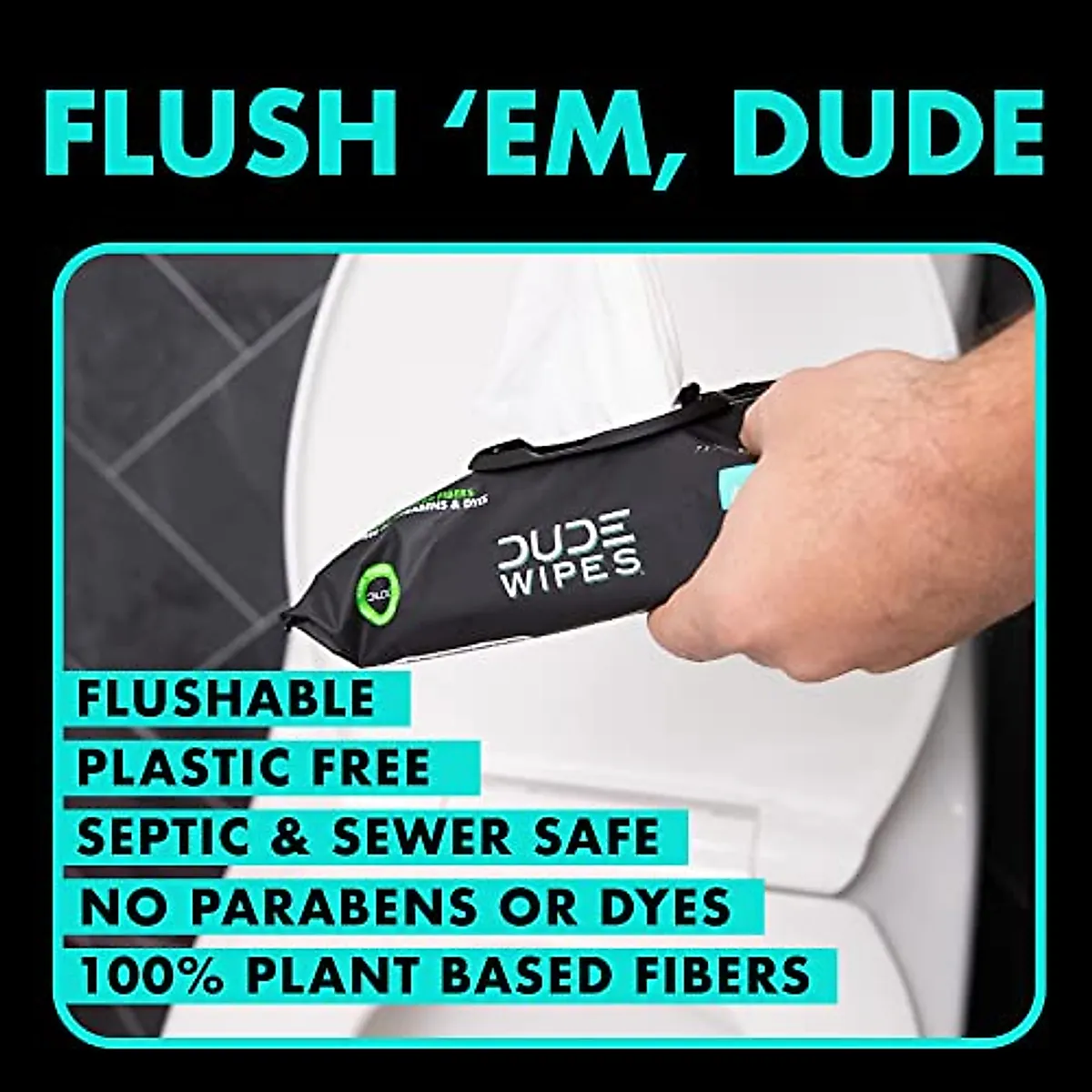DUDE Wipes Flushable Wipes - 6 Pack, 288 Wipes - Mint Chill Extra-Large Wet Wipes with Eucalyptus & Tea Tree Oil - Septic and Sewer Safe