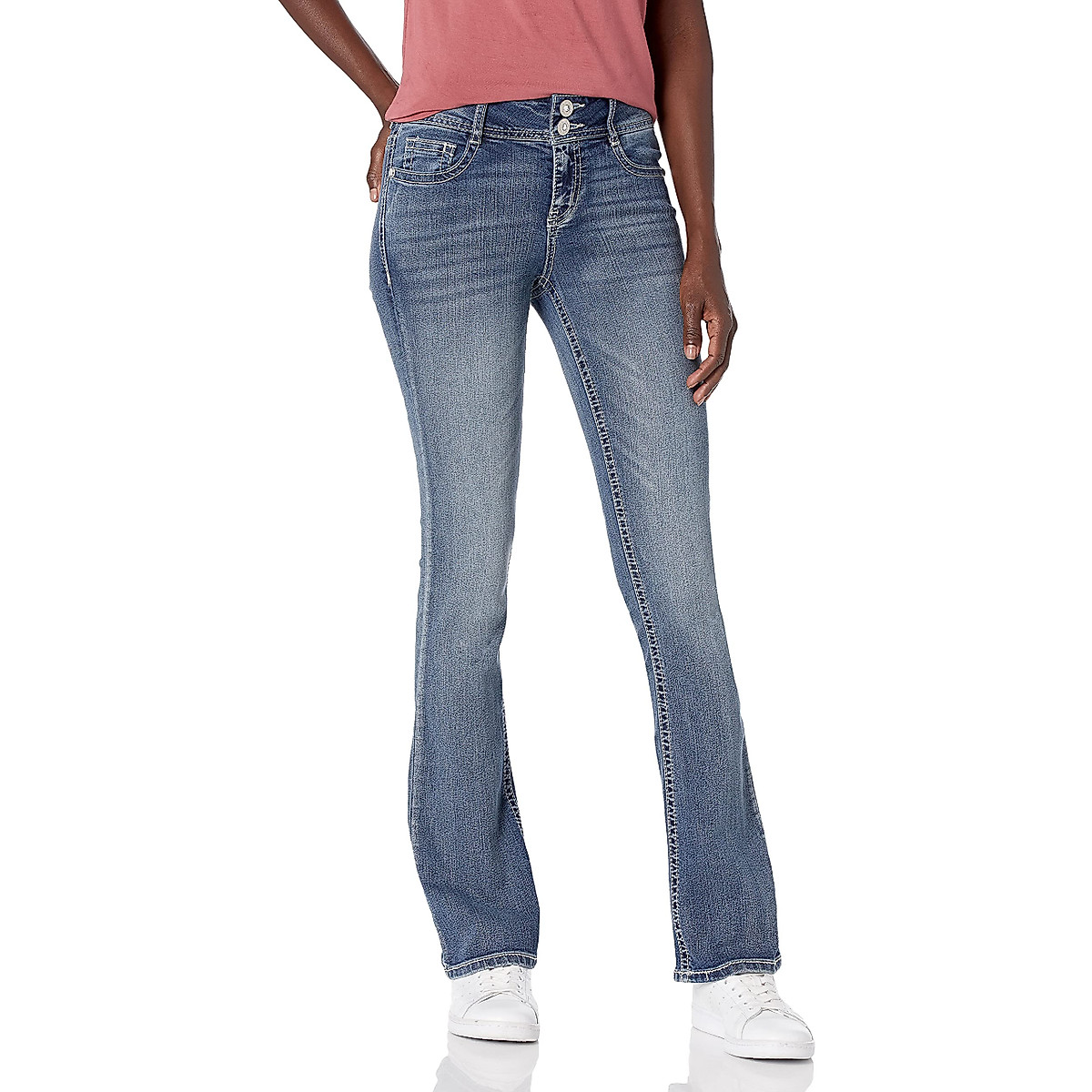 WallFlower Women's Size Luscious Curvy Bootcut Mid-Rise Bling Insta Stretch Juniors Jeans (Standard, Galaxy Legacy, 20 Plus