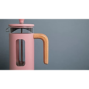 La Cafetière Pisa Cafetière, 3-Cup/350ml, Heat-Resistant Borosilicate Glass and Stainless Steel with Easy-Grip Plunger, Small French Press Coffee Maker for Loose Tea and Ground Coffee, Pink