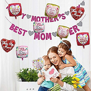 Happy Mother’s Day Balloons Party Decorations Supplies - 18PCS Mother's day Best Mom Ever Mom Day Foil Balloons for Happy Mothers Day Birthday Party Decorations Supplies