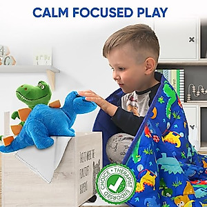 CHANDELLI JR Dinosaur Kids Weighted Blanket 36" x 48", 5 LB Weighted Blanket For Toddlers, 100% Cotton Soft Fabric Material, Premium Glass Beads, Heavy Blanket Good for Lap Blanket, Great Toddler Gift