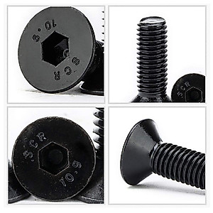 FullerKreg M3-0.5 x 6mm DIN 7991 Hex Drive Class 10.9 Black Oxide Finish Alloy Steel Flat Socket Cap Screw (Pkg of 100)