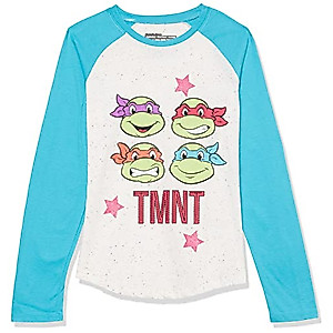 Teenage Mutant Ninja Turtles Girls Long Sleeve Raglan T-Shirt Cream/Blue