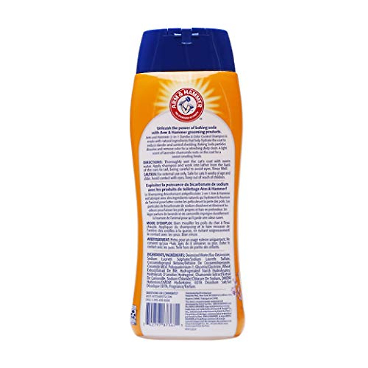 Arm & Hammer 2-in-1 Deodorizing & Dander Reducing Shampoo for Cats | Cat Dander Remover for Cat Dander and Cat Odors | Baking Soda Moisturizes and Deodorizes, Lavender Chamomile Scent, 20 Fl Oz