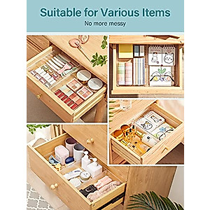 Kootek 4 Pack Large Drawer Organizer, Bathroom Drawer Organizer Trays Plastic Organizers Kitchen Utensils Silverware Gadgets Dividers Desk Storage Bins Container for Makeup Dresser Cosmetic Office