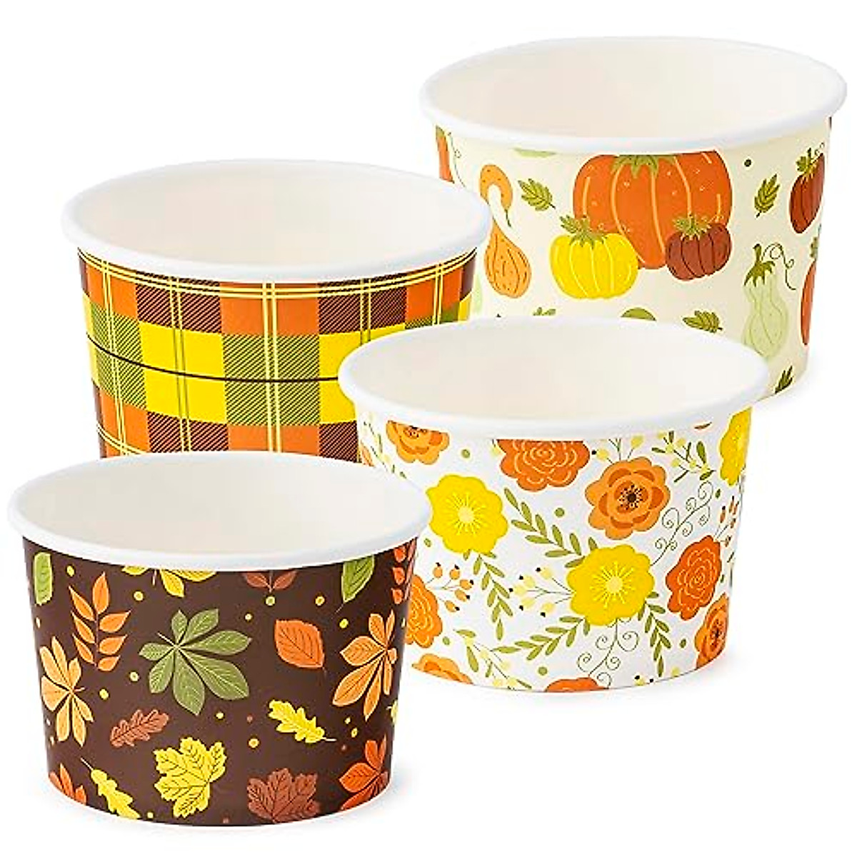 ROYAL BLUEBONNET Disposable Fall Bowls – 48 8oz Fall Themed Bowls for Thanksgiving Soup Bowls, Paper Bowls for Chili, Halloween Snack Cups, Pumpkin Soup Bowls, Fall Party Supplies, Fall Dessert Bowls