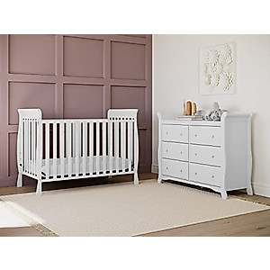 Storkcraft Avalon 6 Drawer Double Dresser (White) – Dresser for Kids Bedroom, Nursery Dresser Organizer, Chest of Drawers for Bedroom with 6 Drawers, Classic Design for Children’s Bedroom
