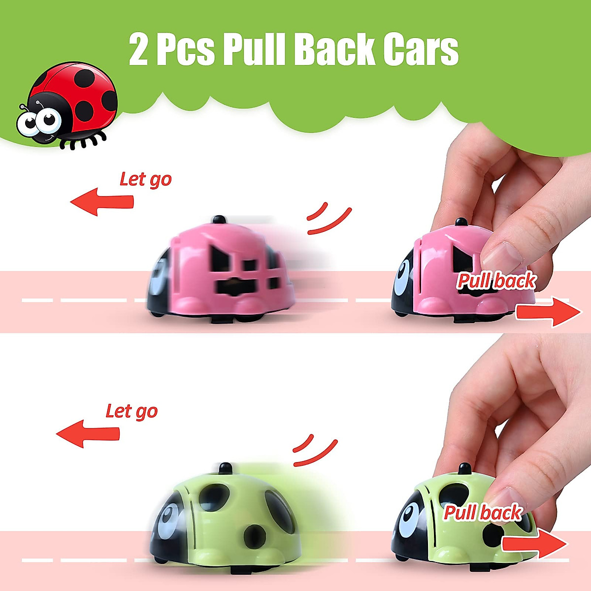 joypath Pull Back Cars Toy for Toddlers, Mini Small Animal Toy Cars Set, Friction Powered Push and Go Cars, Gifts for 3 Year Old Boys Kids(4 Packs)