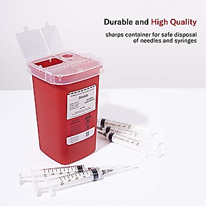 Alcedo Sharps Container for Home Use and Professional 1 Quart (3-Pack) | Biohazard Needle and Syringe Disposal | Small Portable Container for Travel