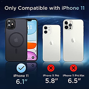 Olialia Strong Magnetic Case for iPhone 11, [Compatible with MagSafe] [Military Drop Protection] Skin-Friendly Touch Shockproof Protective Slim Phone Cover 6.1 inch, Black