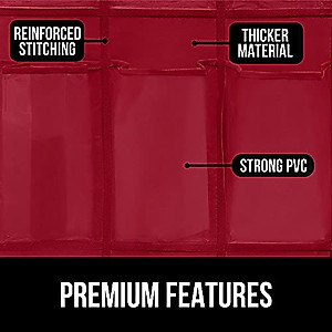 Gorilla Grip Crystal Clear Large 24 Pocket Shoe Organizer, Holds Up to 40 Pounds, Sturdy Hooks, Space Saving, Over Door, Storage Rack Hangs on Closets for Shoes, Sneakers or Accessories, Red