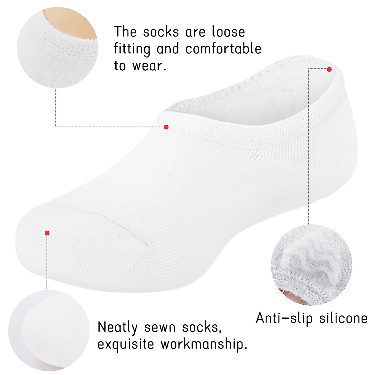 Witwot 10 Pairs No Show Socks for Kids Girls Boys Ankle Socks 5-6 Years White