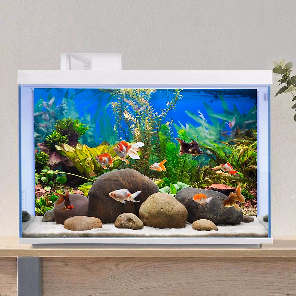 AWERT 60x24 inches Aquarium Background Aquatic Plant River Bed & Lake Fish Tank Background Vinyl