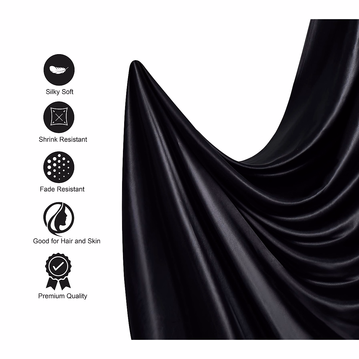 Lanest Housing Silk Satin Sheets, Twin Size Satin Bed Sheet Set with Deep Pockets, Cooling Soft and Hypoallergenic Satin Sheets Twin - Black