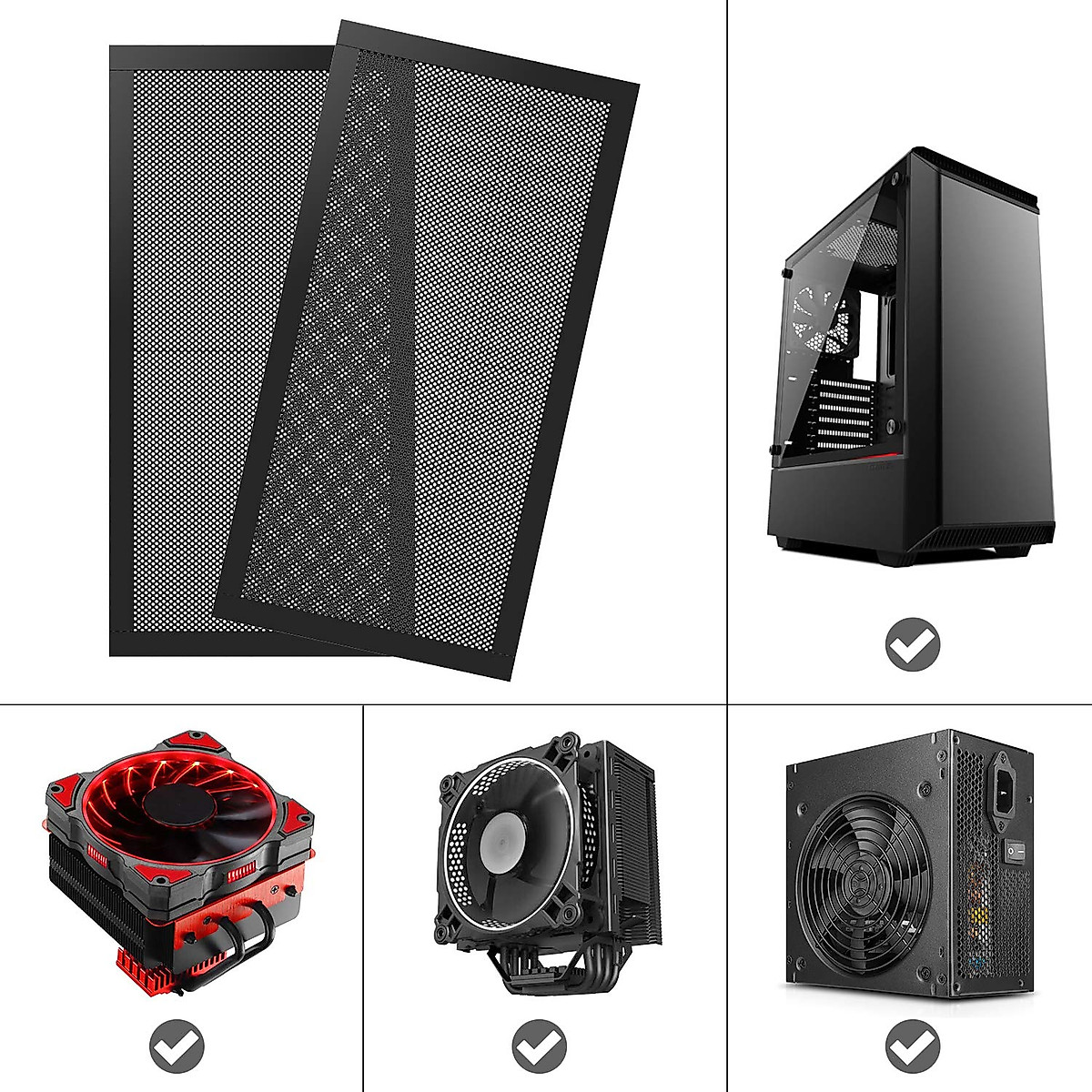 MoKo 120 x 240mm Dust Filter for Computer Cooler Fan, [2 Pack] Magnetic Frame PC Fan Dust Mesh PC Cooler Filter Dustproof PVC Cover Computer Fan Grills - Black