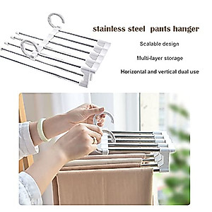 YUNAI Stainless Steel Pants Hangers Jeans Clothes Organizer Folding Storage Rack Space Saver Storage Rack for Hanging
