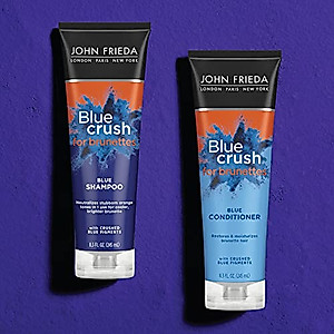 John Frieda Blue Crush Conditioner for Brunettes, Moisturization for Color Treated and Natural Brunette Hair, 8.3 oz (Pack of 2)