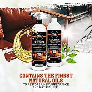 Fuller Brush Leather Cleaner Conditioner – Removes Surface Dirt & Protects Against Drying – Natural Oils Restore Appearance – Penetrates, Softens & Lubricates Leather Surfaces (Bottle with Sprayer)