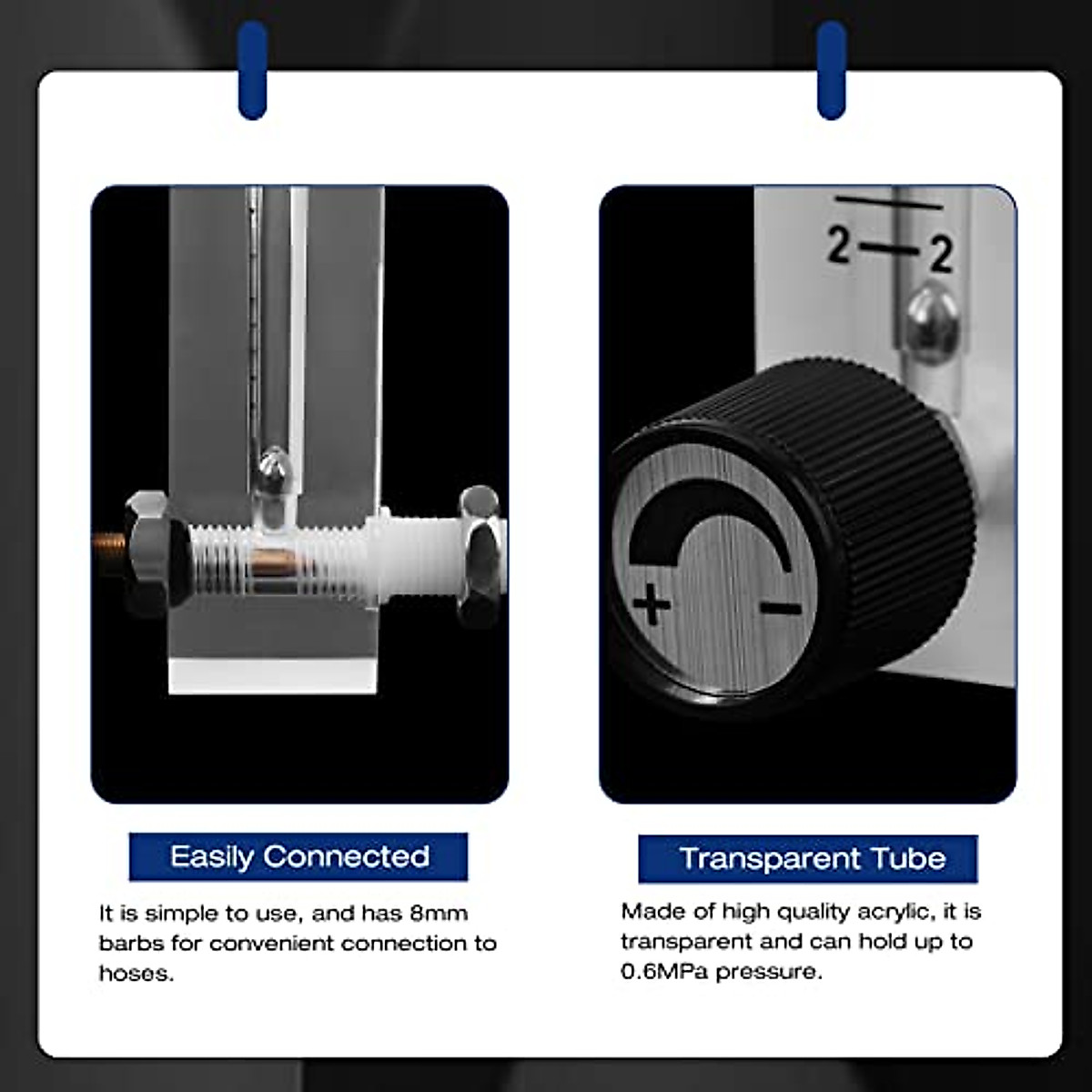 LZQ-7 Flowmeter 2-20LPM Acrylic Air Gas Flowmeter with Control Valve for Measuring Controlling Gas Flow