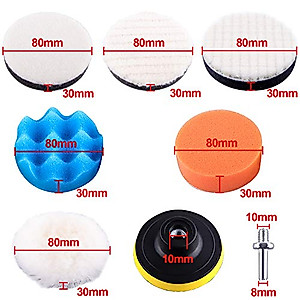 SIQUK 33 Pieces Car Polishing Pad Kit 3 Inch Buffing Pads Foam Polish Pads Polisher Attachment for Drill