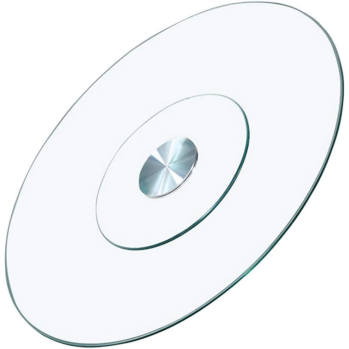 QQXX Round Tempered Glass Table Top,Thick Glass Lazy Susan Heavy Duty Turntable,Round Tabletop Serving Plate Transparent Rotating Serving Tray for Dining Table(70cm/27.5", Clear)