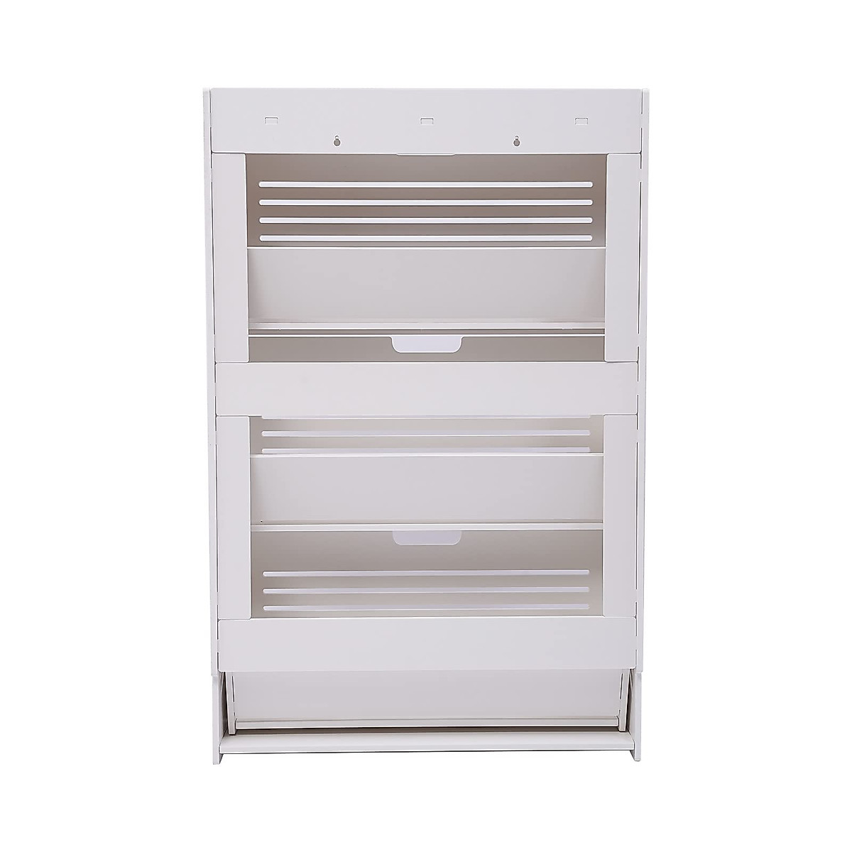 LUOSHALIYA Shoe Storage Cabinet, 3-Layer Shoe Organizer 19.29(L) x6.69(W) x42.91(H) inches, White Tipping Shoe Cabinet for Entryway, Living Room, Bedroom