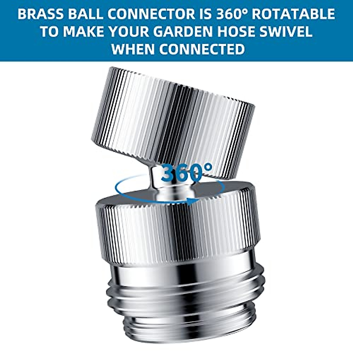 Hibbent Garden Hose to Faucet Adapter, Sink Garden Hose Attachment Connection for Sink kitchen Sink Garden Hose Adapter Connector 360-degree Swivel 55/64 inch Female Thread- Chrome Finished