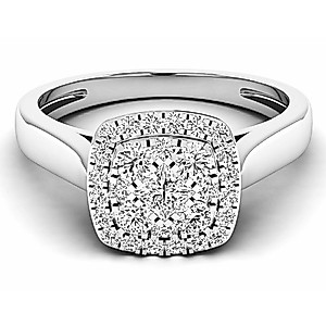 Dazzlingrock Collection 0.50 Carat (ctw) 14K White Diamond Ladies Cluster Engagement Ring 1/2 CT, White Gold, Size 6