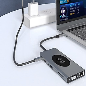 14 in 1 USB 3.1 Type-C HUB USB -C to HDMI 4K 30Hz VGA 100W PD Charging Adapter RJ45 Audio SD TF Card Reader USB 3.0 Hub for MacBook Nintendo Samsung Dex