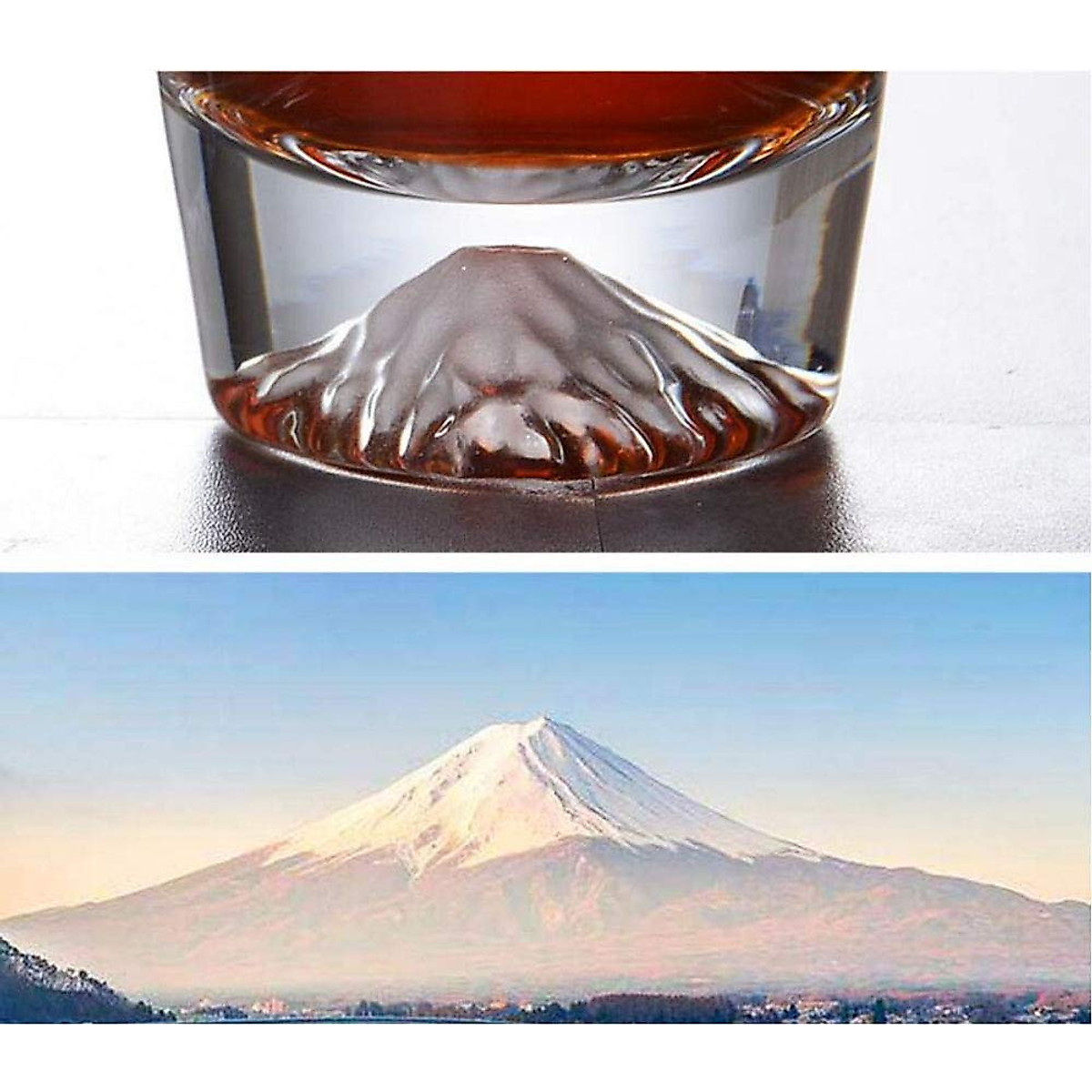 Maya Star Japanese-Style Clear Whiskey Scotch Whiskey Brandy Whiskey Cocktail Glass - Mount Fuji Three-Dimensional Cup Dottom A1, Transparent