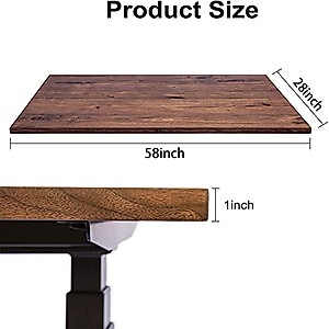 WOODCN Home Office Desk Handmade Rustic Style Workstation Computer Desk Solid Walnut Wood Veneer with Metal Modern Simple Study Writing Desks (58x28 Inch, Only Table Top)