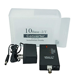 10BaseT RJ45 UTP to 10Base2 Thinnet Coax BNC Media Converter | Ethernet Adapter 10Base-T/2